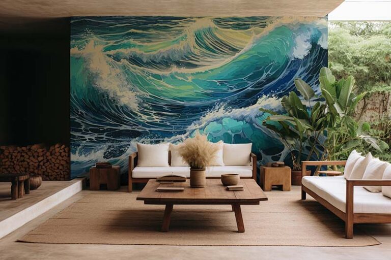 Sagar, Raging Waves of Sea Wallpaper Mural - Magicdecor®