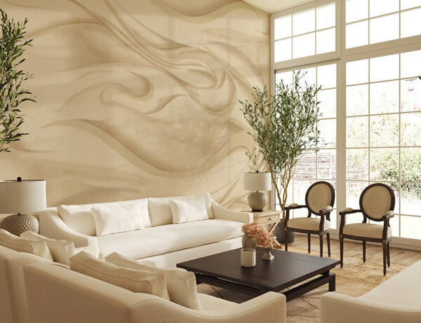 Ribbons, Serene Off-White Wallpaper Mural, Customized - Magicdecor®