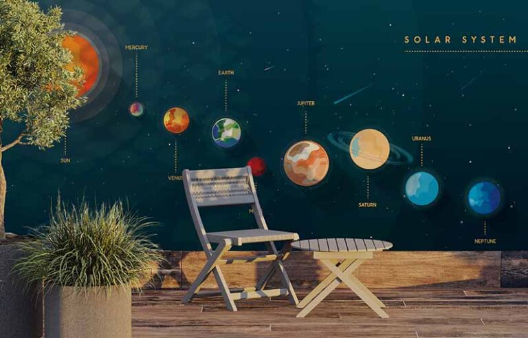 Colorful Bright Solar System Planets Mural Wallpaper - Magicdecor®