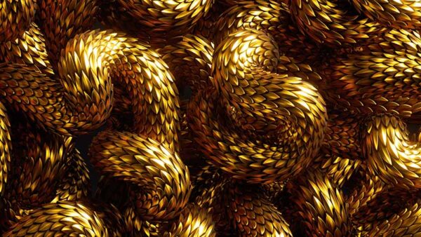 Wavy Tangled Golden Snakes Texture Wallpaper Mural - Magicdecor®