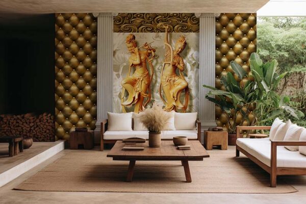 3D Thai Style Sculptures on Wall Wallpaper Mural - Magicdecor®
