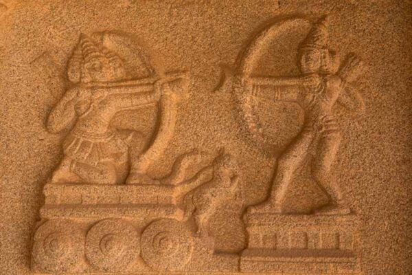 Bhagwan Ram and Ravan Yudh Rock Carving Hampi Wallpaper Mural - Magicdecor®