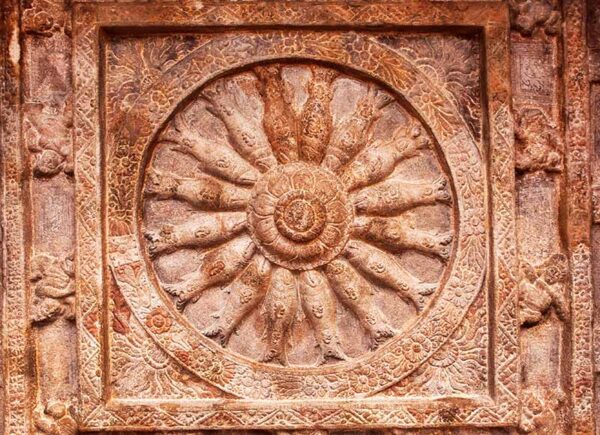 Jeevan Chakra, Wheel of Life Carved in Badami Caves Wallpaper Mural ...