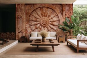 Jeevan Chakra, Wheel of Life Carved in Badami Caves Wallpaper Mural - Magicdecor®