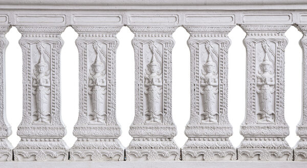 Thai Culture Statue Carved on White Stone Mural Wallpaper - Magicdecor®