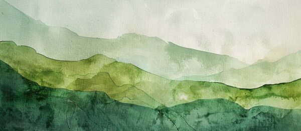 Watercolor Shades of Green Landscape Art Wallpaper Mural - Magicdecor®