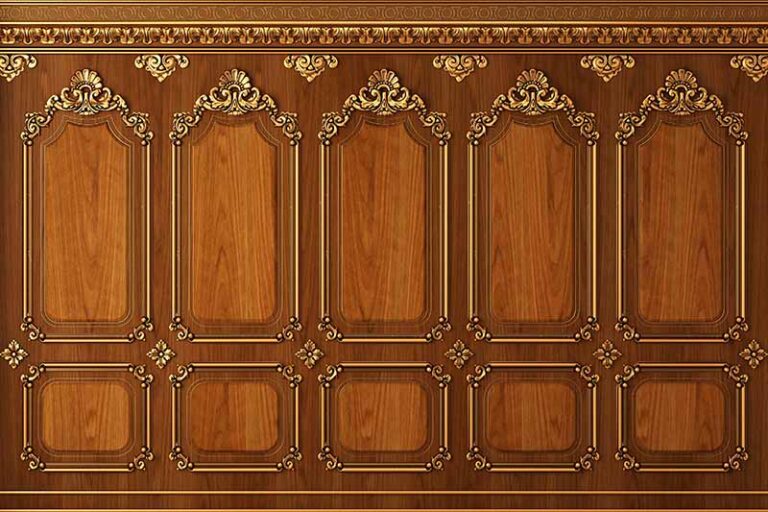 Classic Oak Gold Wood Effect Panel Wallpaper Mural - Magicdecor®