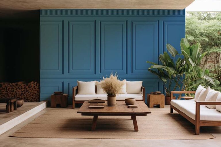 Dark Blue Wood Effect Panel Wallpaper Mural - Magicdecor®
