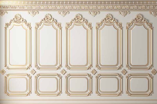 Golden Border Effect Wood Effect Panel Wallpaper Mural - Magicdecor®