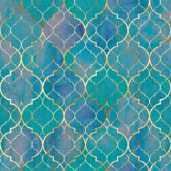Turquoise Golden Moroccon Pattern Wallpaper Mural - Magicdecor®