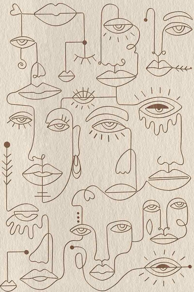 Abhivyakti, Faces Line Art Drawing Wallpaper Mural, Customized ...