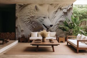 Alpha's Roar, 3D Relief Wolf Wallpaper Mural - Magic Decor