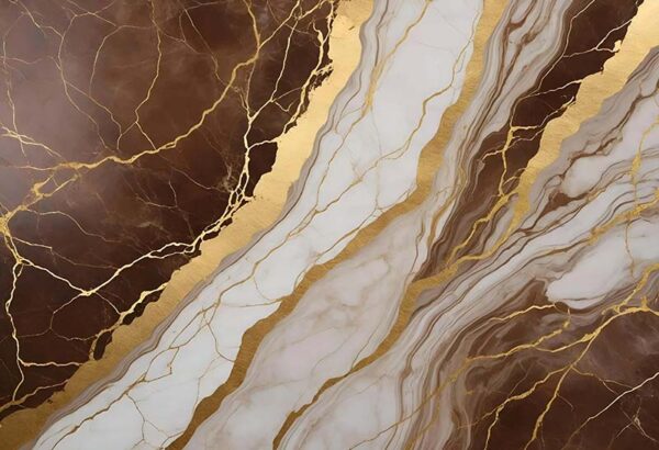 Brown And Off White Abstract Marble Wallpaper Mural - Magicdecor®