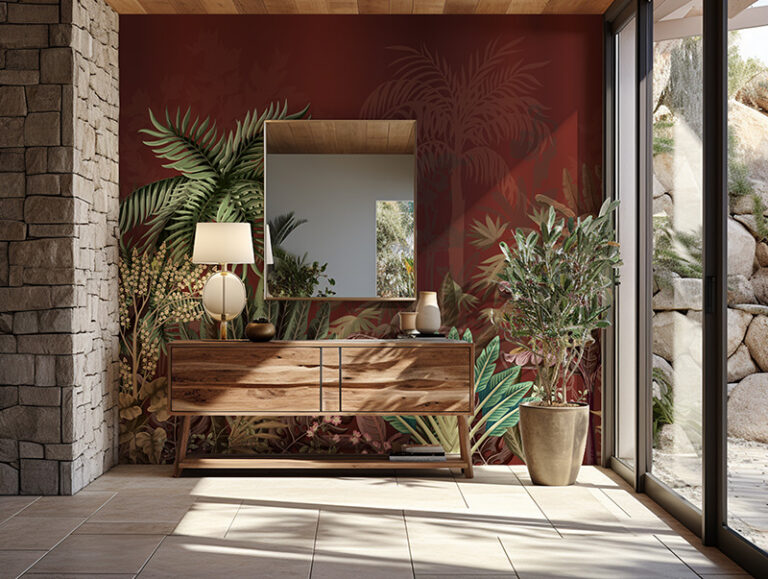 Canopy, Red Tropical Vibes Wallpaper Mural, Customized - Magicdecor®