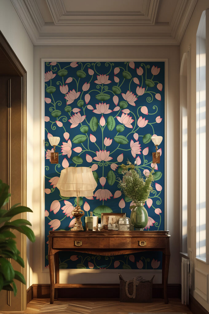Kunj, Mesmerizing Traditional Pichwai Lotus Design Wallpaper Mural ...