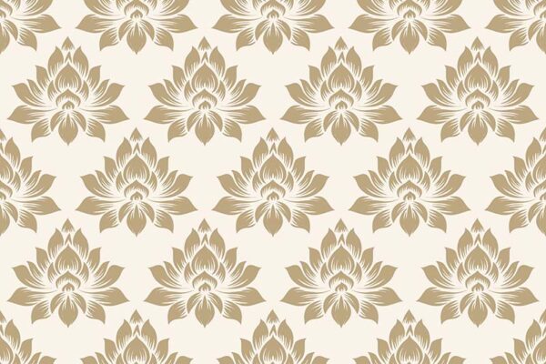 Serene Beige Gold Floral Damask Pattern Wallpaper Mural - Magicdecor®