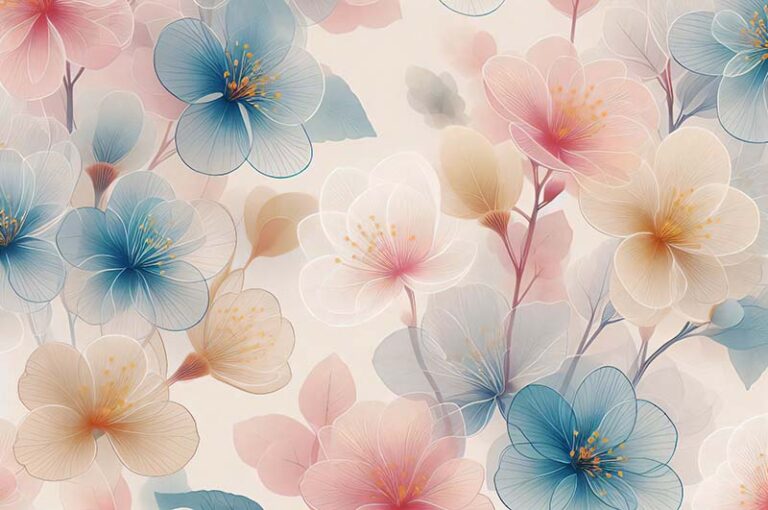 Pushpam, Pastel Translucent Flowers Wallpaper Mural - Magicdecor®