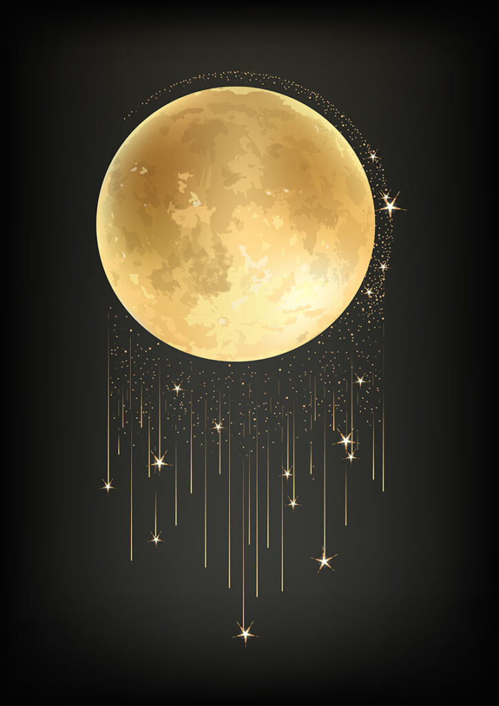 Hiranmaya, Golden Glowing Moon Wallpaper Mural - Magic Decor