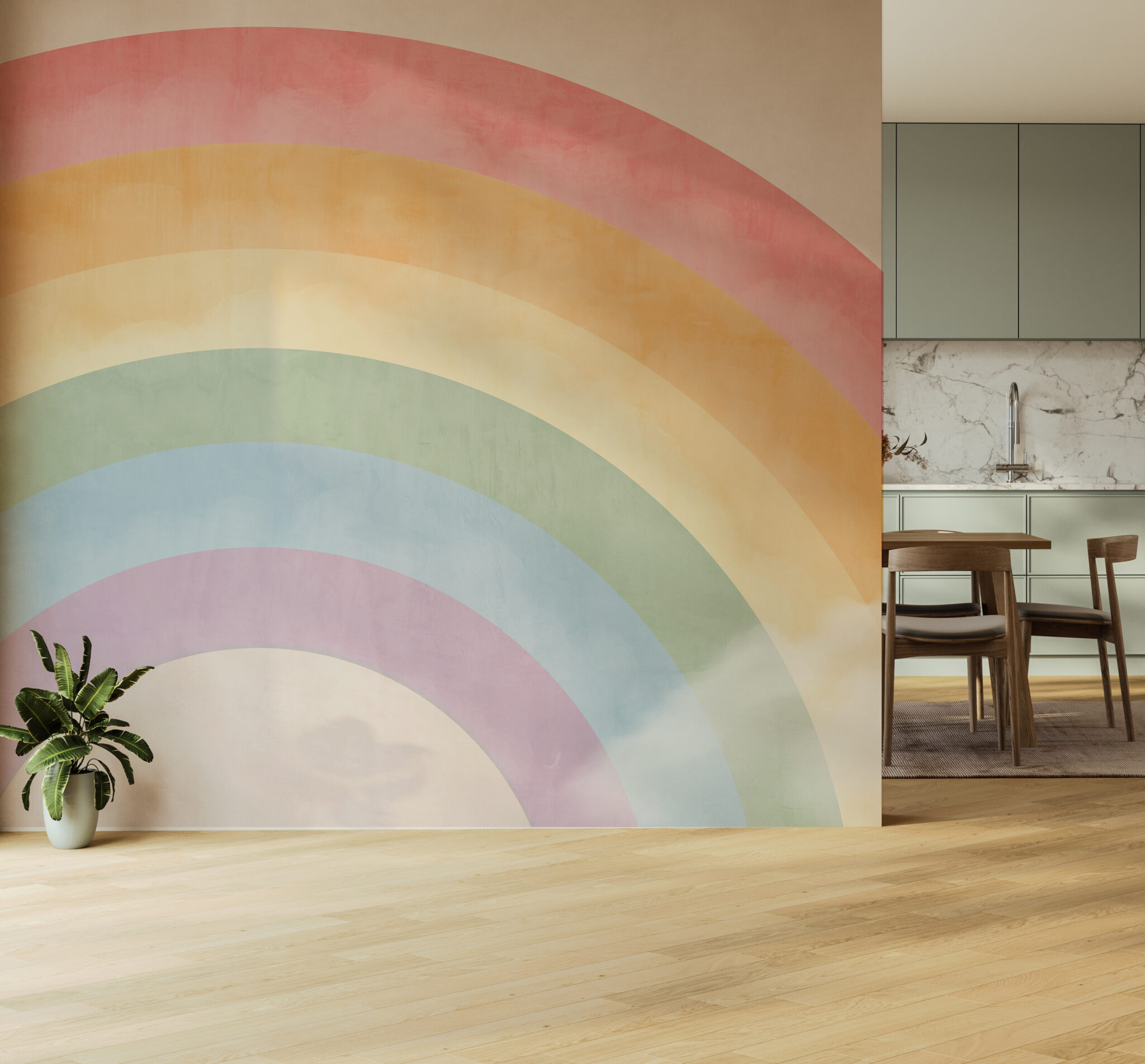 Kids Wallpaper With Colorful Pastel Rainbow - Magicdecor®
