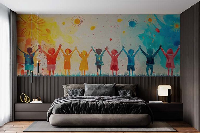 Happiness and Friendship Art Wallpaper Mural - Magic Decor