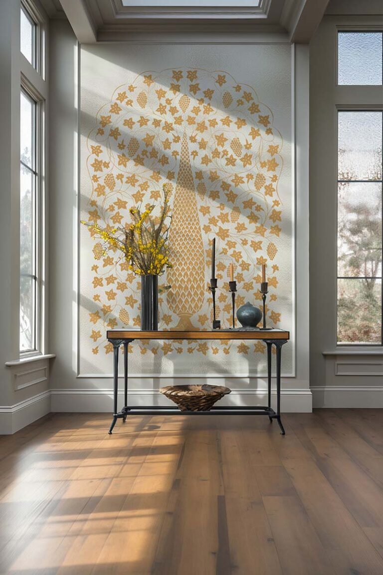 Pankhuri, Traditional Indian Floral Design Mural Wallpaper, Customized ...