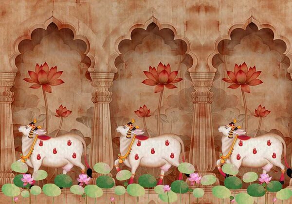 Gokul Pichwai Gatha Mural Wallpaper - Magicdecor®