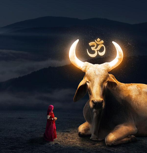 Kamadhenu Kripa, Divine Cow Wallpaper Mural - Magicdecor®