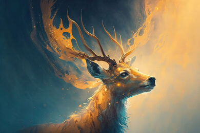 Luminous Stag, Golden Dear Art Wallpaper Mural - Magicdecor®