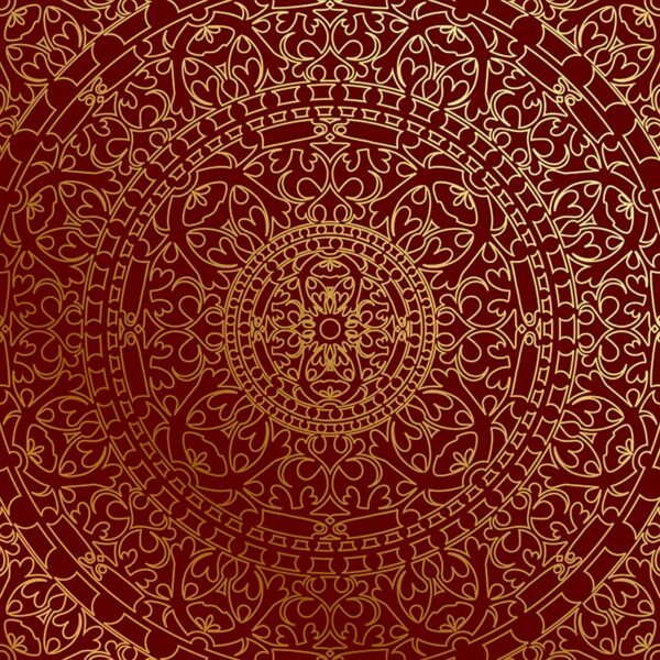 Golden Maroon Mandala Wallpaper Mural - Magicdecor®