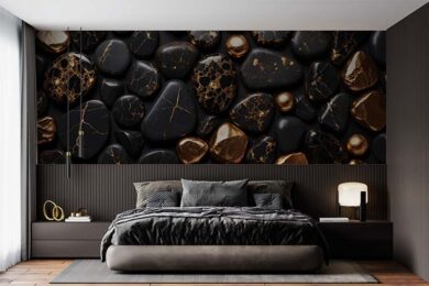 Black Gold Stone Texture Wallpaper Mural - Magicdecor®