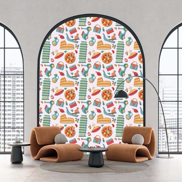 Sights of Italy, Food and Building of Rome Wallpaper Mural - Magicdecor®