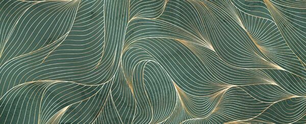 Aesthetic Abstract Waves in Gold Line Art Style Wallpaper Mural - Magicdecor®