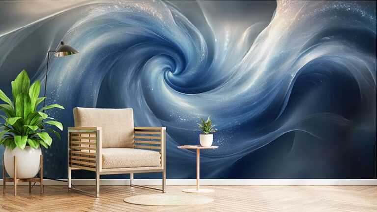 Helix, Midnight Blue Spiral Fractal Texture Wallpaper Mural - Magicdecor®