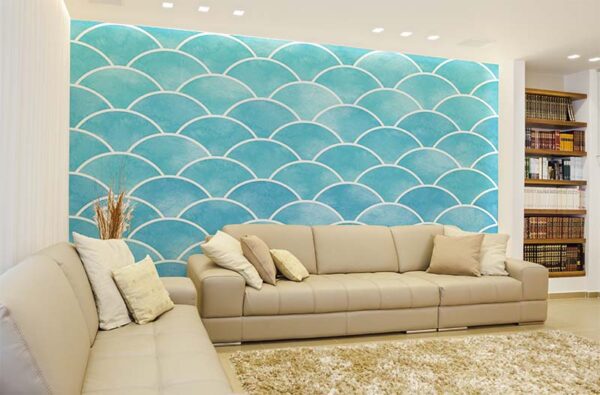 Water-resistant Shades of Blue Sea Wave Watercolor Pattern Wallpaper ...