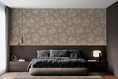 Light Beige Liberty Style Small White Flowers Wallpaper Mural - Magicdecor®