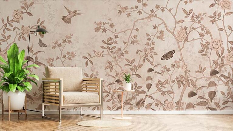 Phoolwari, Soothing Beige Floral Style Wallpaper Mural - Magicdecor®