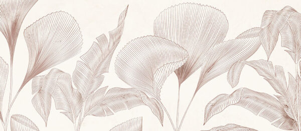 Tropical Plant Leaves in Line Art Style Wallpaper Mural - Magicdecor®