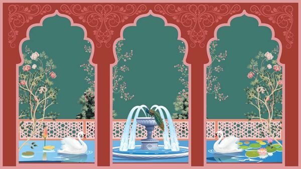 Beautiful Lake With Fountain Indian Garden Wallpaper Mural - Magicdecor®