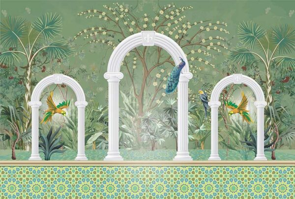 Aramya, Chinoiserie Style Landscape Wallpaper Mural - Magicdecor®