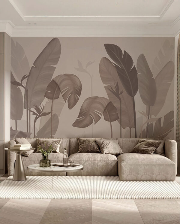Muted, Serene Tropical Foliage Wallpaper Mural, Customized - Magicdecor®