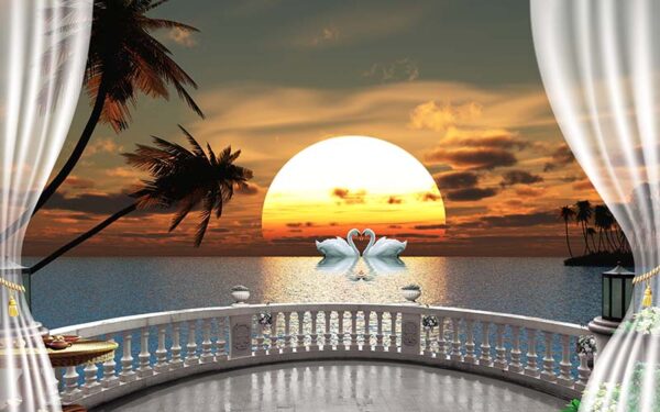 Dusk Vista Window View Wallpaper Mural - Magicdecor®