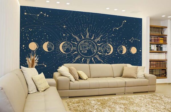 Lunar Phases and Moon Eclipse Wallpaper Mural - Magicdecor®