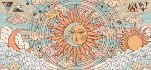 Vintage Sun and Moon Face Signs Wallpaper Mural - Magicdecor®
