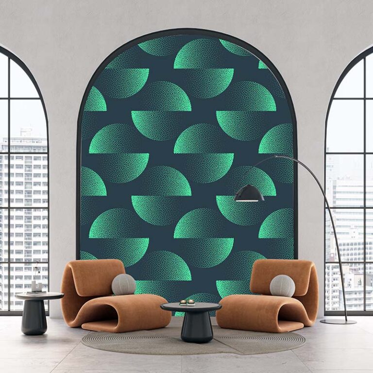 Modern Turquoise Split Circles Pattern Wallpaper Mural - Magicdecor®