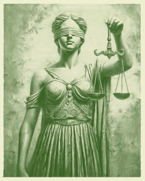 Lady Justice Themis in Old Paper Texture Wallpaper Mural - Magicdecor®