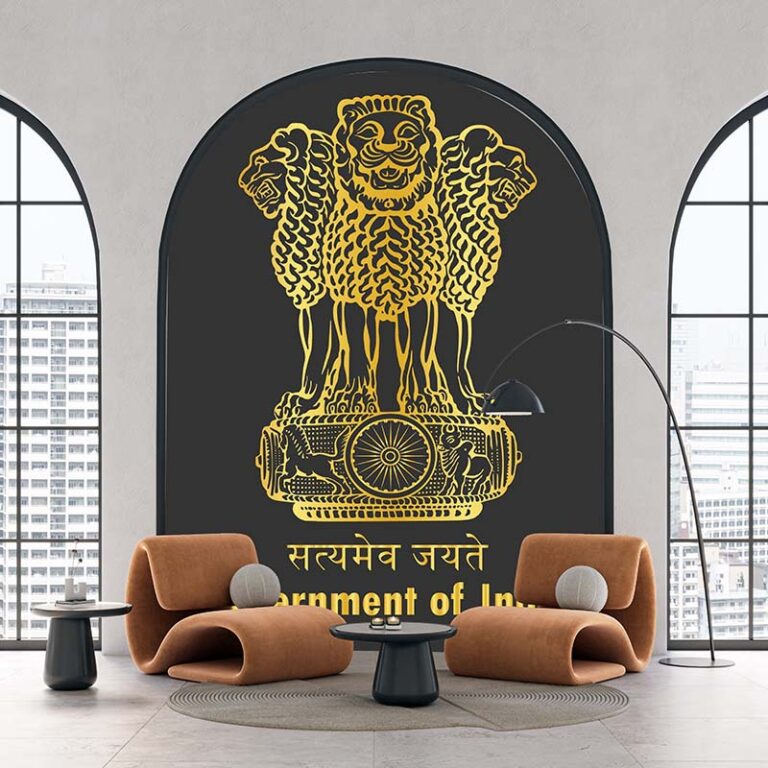 Satyamev Jayate, Indian National Emblem Wallpaper Mural - Magicdecor®