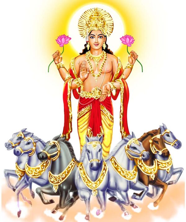 Surya Dev On His Seven Horse Chariot Wallpaper Mural - Magicdecor®