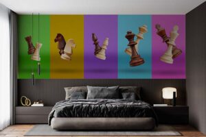 Chess Pieces Collage Wallpaper Mural - Magicdecor®