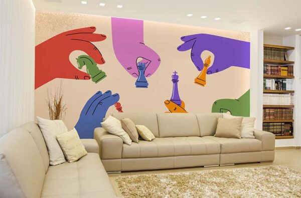 People Playing Chess Wallpaper Mural - Magic Decor