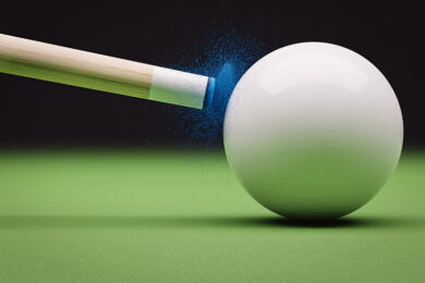 Cue Stick Hitting Cue Ball Wallpaper Mural - Magicdecor®